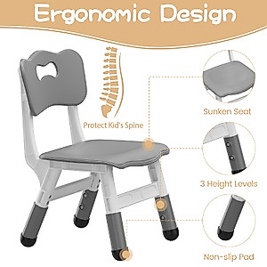 GAOMON Kids Table and 6 Chairs Set with Storage Box, Height Adjustable Toddler Table and Chair Set for Ages 2-10, Graffiti Desktop, Non-Slip Legs, Children Activity Table for Daycare Classroom Home