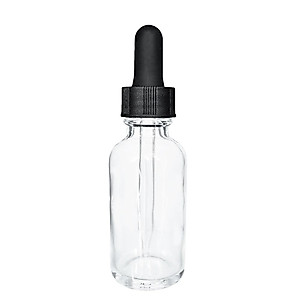 (Pack of 108) 1 oz. Clear Boston Round with Black Glass Dropper