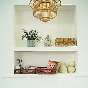 MANTEIV Set of 3 Rattan Serving Tray Woven Serving Platter with Handles Wicker Tray for Bread Fruit Food Coffee Table Breakfast Display Bathroom Kitchen Decor Dining Table Centerpiece