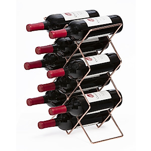 Mango Steam Elegant 10 Bottle Wine Rack Holder for Countertop and Fridge Storage - Rose Gold