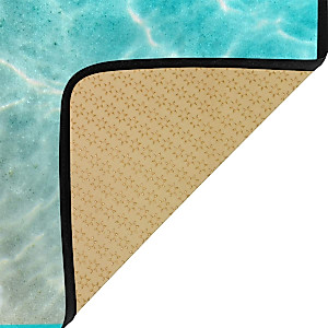 Starfish Coral and Seashell On The Summer Beach Kitchen Rug Doormats Carpet Bath Mats Runner Rug for Home Decor,Non-Slip Standing Kitchen Rug 39" X 20"