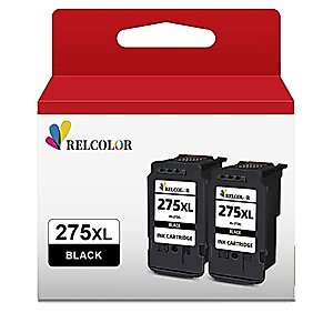 Relcolor 275XL Black Ink Cartridge Replacement for Canon 275 275XL PG-275 XL PG275 High Yield Black Ink Compatible with Canon PIXMA TS3500 TS3520 TS3522 TR4720 TR4700 Printers(2 Pack)