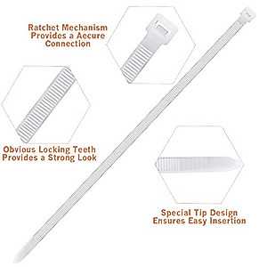 Halsouy Zip Ties Nylon Self-locking Wire Ties 30 Pack - White (24 Inch)