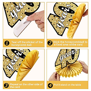 Happy 40th Anniversary Decorations Table Honeycomb Centerpiece, 8pcs 40 Wedding Anniversary Table Sign for Party, 40 Year Anniversary Party Supplies Table Topper Decor