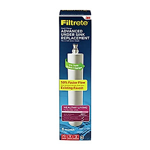 Filtrete Advanced Under Sink Quick Change Water Filtration Filter 3US-PF01, for use with 3US-PS01 System, 1 Count (Pack of 1), White