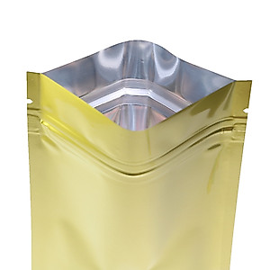 QQ Studio 100pcs Double-Sided Glossy Metallic Mylar Flat Packaging QuickQlick™ Bags (5.5" x 7.9", Glossy Gold)