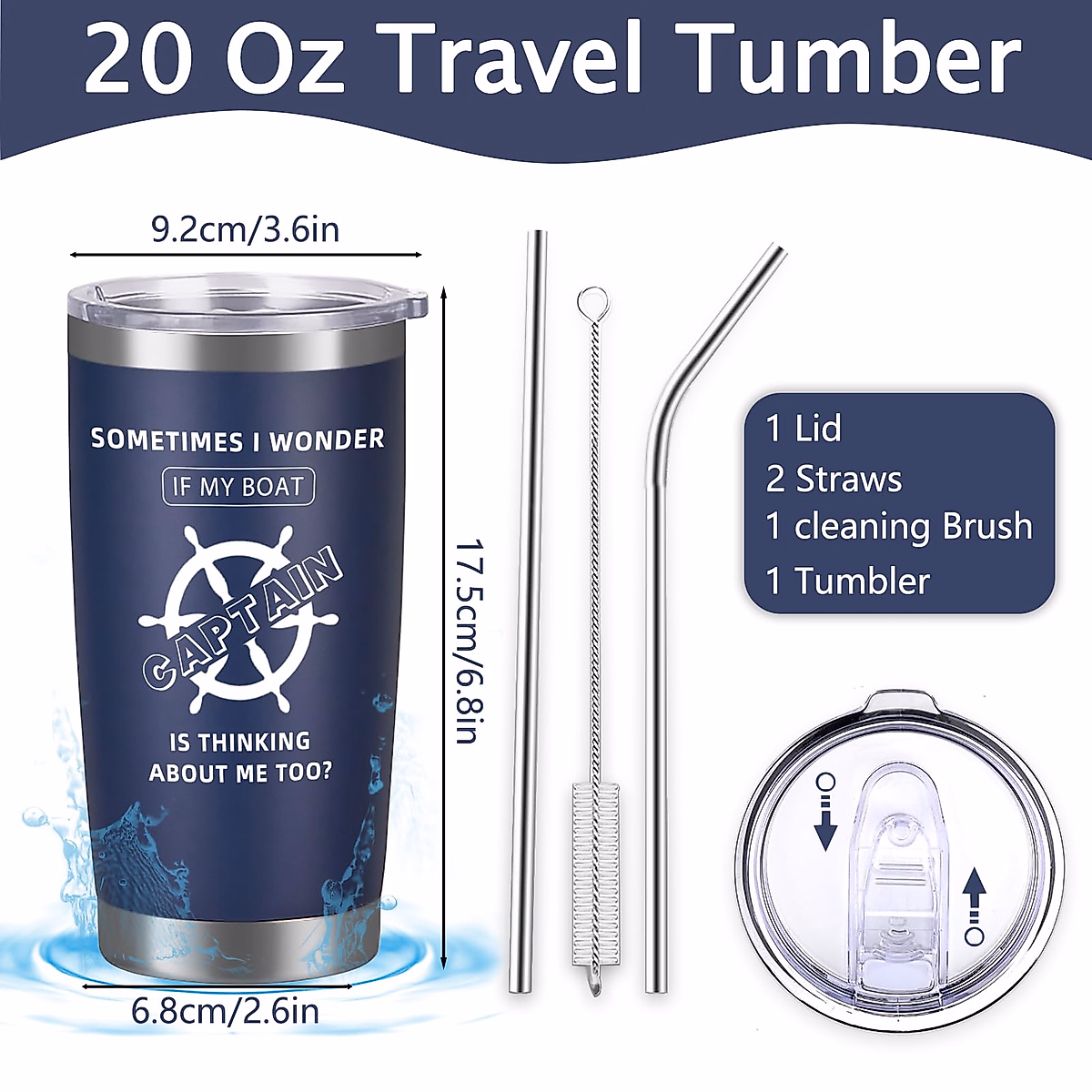 EchoMaven Boating Gifts for Men - Boat Accessories Gifts for Men - Cool Gifts for Boat Owners -Nautical Gifts for Men - Boat Gifts for Men, Dad -Sometimes I Wonder If My Boat Is Thinking Tumbler 20oz