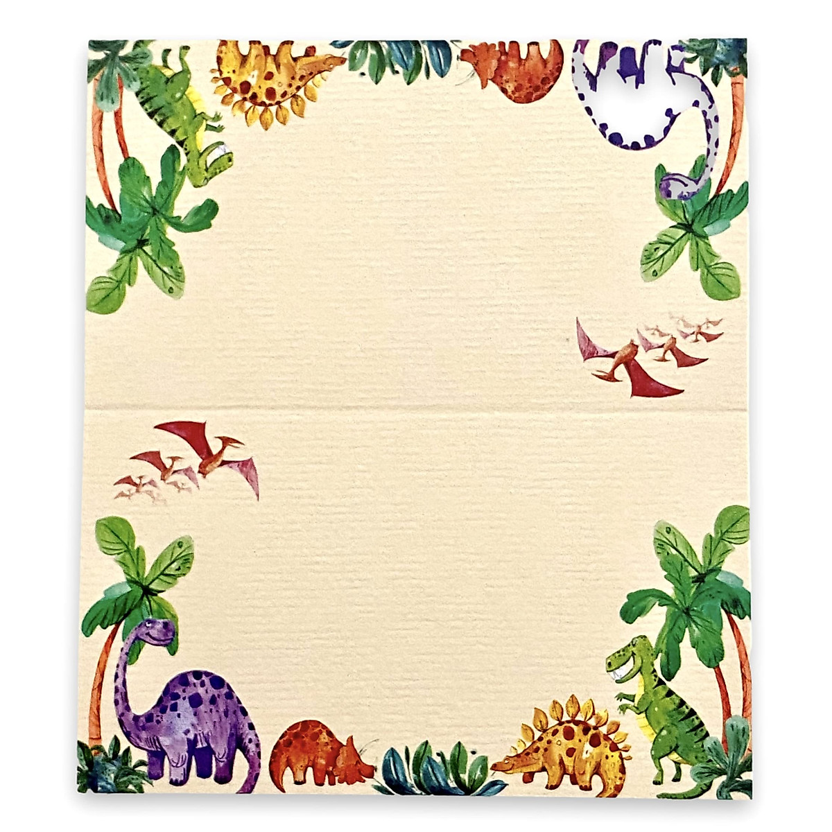 Dinosaur Place Cards - 25 Pack - Dinosaur Themed Card Labels for Food. Name Cards for Kids Birthday Parties, Jungle Theme Parties, Sleepover Parties, Cocktail Parties, and Buffets. 2” x 3.5” Folded.
