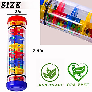 2 Pack Rainmaker Toy, Beaded Raindrops Rainmaker, Rainmaker Stick, Developmental Sensory Shaker, Musical Instrument for Babies,Toddlers and Kids