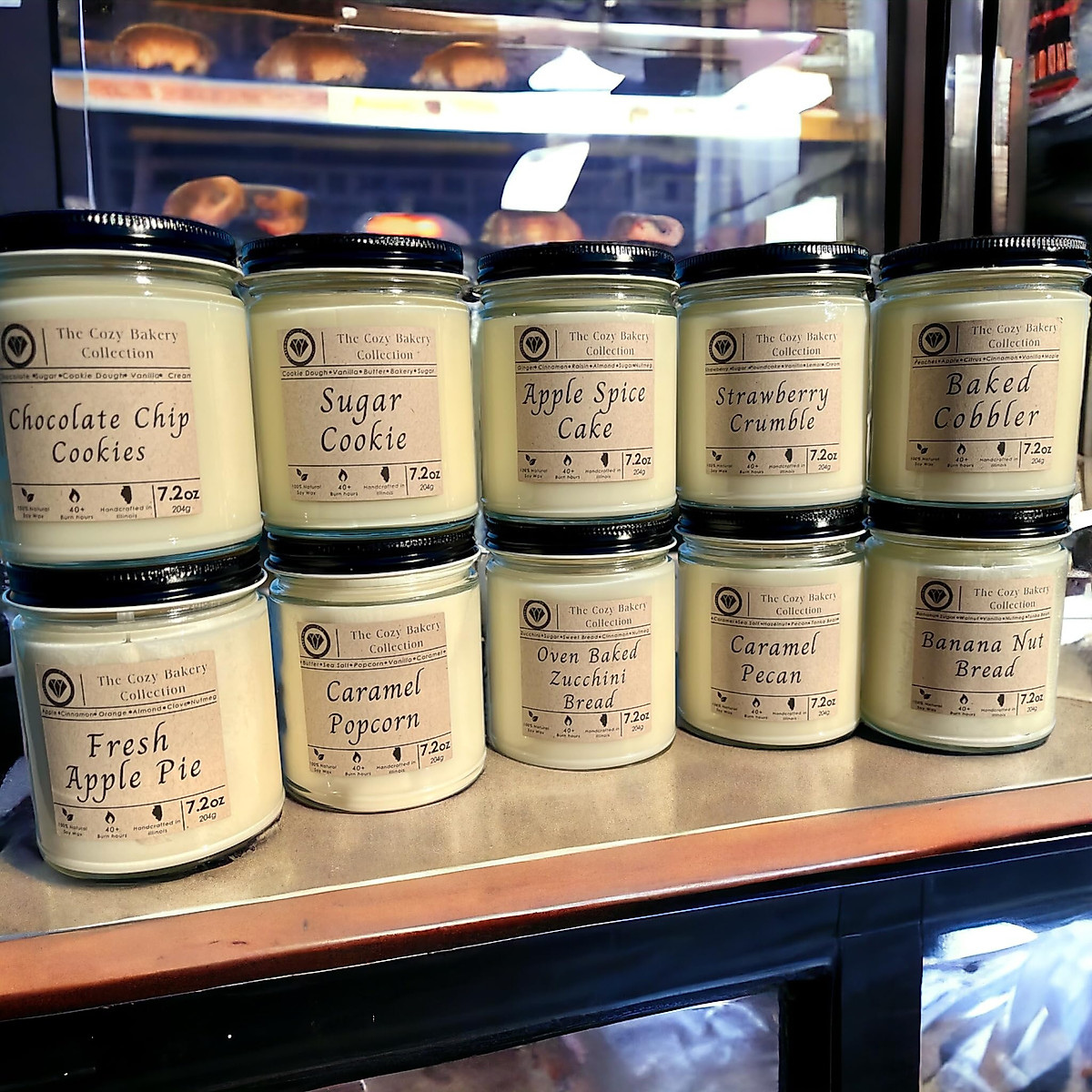 Cozy Bakery Collection: Homemade 100% Soy Candles | 10 + Scents | Clean Burning | Toxin Free (Oven Baked Zucchini Bread)