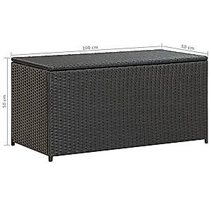 FIRBNUS Patio Storage Box Poly Rattan 39.3"x19.6"x19.6" Black Garden Storage Chest Daily Outdoor Use Spacious Trunk Box for Storing Blankets Cushions Pool Toys Gardening Supplies Books Pillow