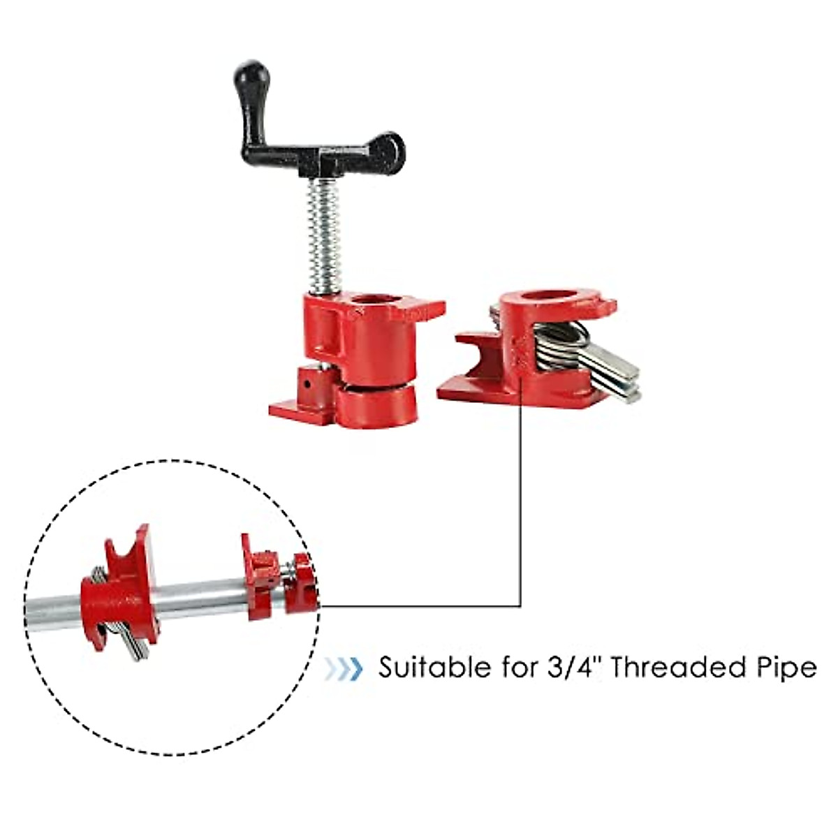 FLK Tech 4 Pack 3/4” Wood Gluing Pipe Clamp Set Heavy Duty