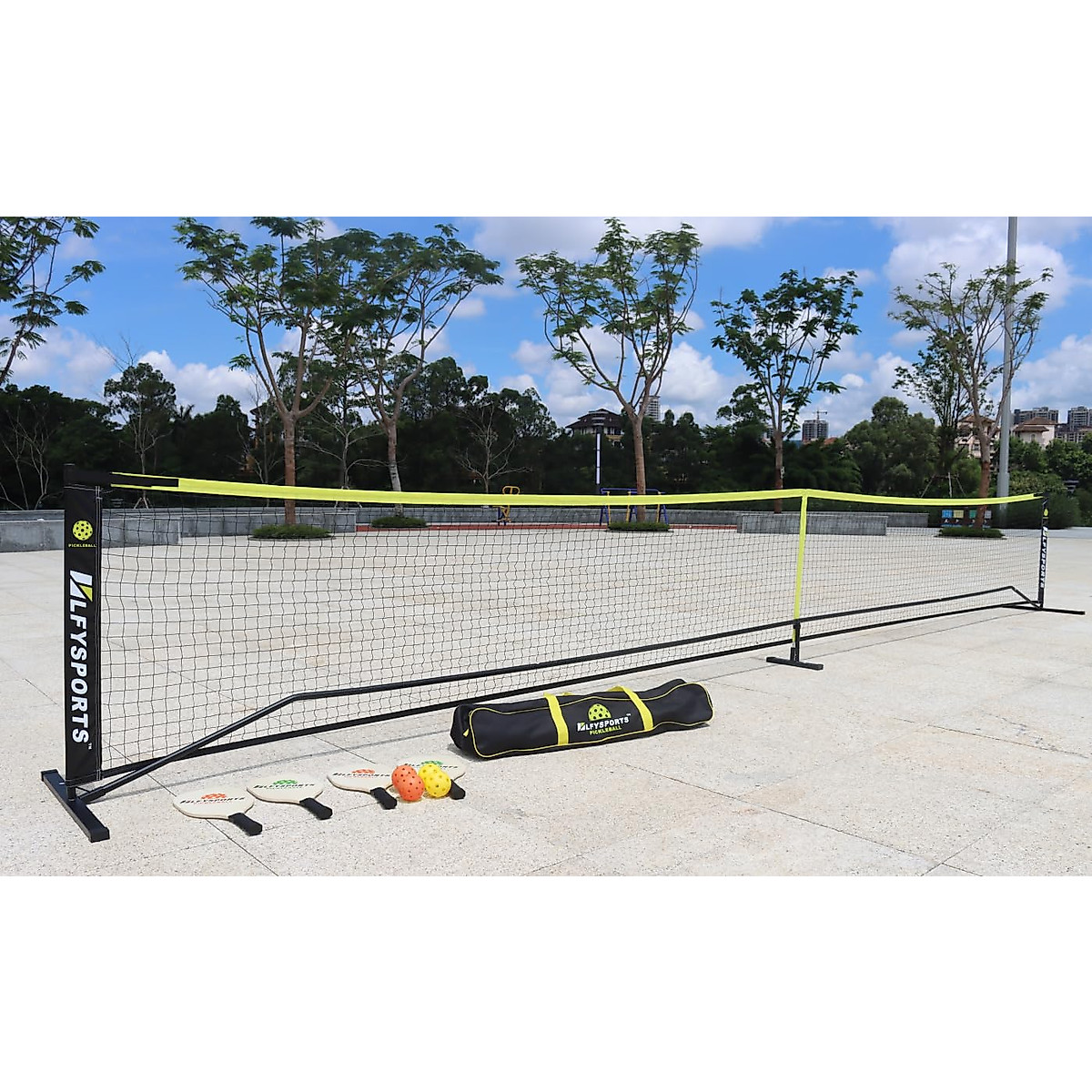 Pickleball Set with Net, Portable Indoor and Outdoor Pickleball Net System with Paddle Set of 4, Stable Pickle Ball Nets for Driveway Easy Assembly