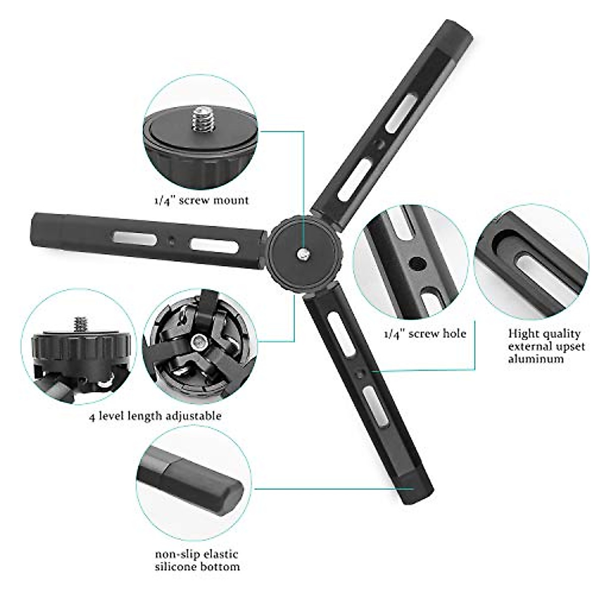 EaxanPic Aluminum Mini Tripod,Desktop Tabletop Stand Tripod for Zhiyun Smooth Q/4, Crane Plus/2, Osmo Mobile, Ronin-S, Vimble 2,Gimbal Handle Grip Stabilizer Tripod