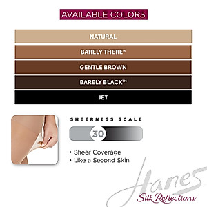 Hanes Silk Reflections Women's Sheerest Support Control Top, Barely Black, A/B