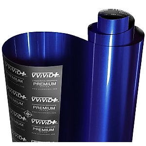 VViViD+ Ultra Gloss Neptune Pearl Blue 1.5ft x 5ft Vinyl Car Wrap Premium Paint Replacement Film Roll with Nano Air Release, Stretchable Cap Liner, Self Adhesive, Indoor Outdoor