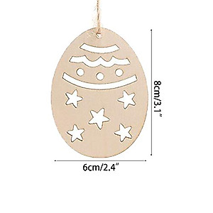 Anditoy 30 PCS Easter Wooden Hanging Ornaments Unfinished Wood Slices Eggs Easter Crafts for Kids DIY Easter Decorations Party Supplies Decor