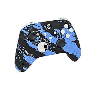 Designer Series Custom Wireless Controller for PC, Windows, Series X/S & One - Multiple Designs Available (Blue Splatter & Silver Chrome Inserts)