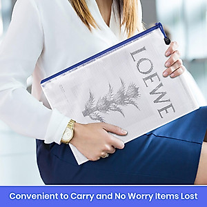 Omnifense 20pcs File Document Pouch 5 Sizes, Versatile Mesh Plastic Zipper Bag for Office Supplies, School Stationery, Travel Organization, and Toy Storage, Waterproof Materials