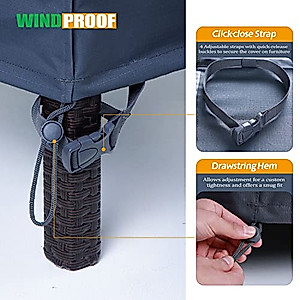 F&J Outdoors Patio Table and Chair Covers, Outdoor Furniture Cover with 600D Durable Waterproof UV Resistant Fabric, Fits Large Rectangular/Oval Furniture Set, Grey, 108" Wx 82" D x 27.5" H