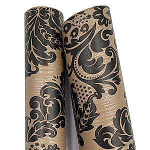 Yifely SimpleLife4U Black Damask Self-Adhesive Shelf Drawer Liner PVC Tabletop Protect Paper 45x300cm