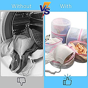 4 Set Laundry Bra Wash Bags + 4 Pack Foldable Clothes Drawer Organizer Set