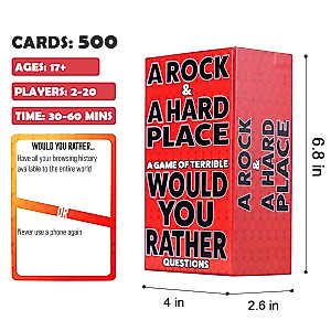 A Rock & A Hard Place Would You Rather - Card Game for Adults Party Card Games for Adults and Family, Party Games for Game Night