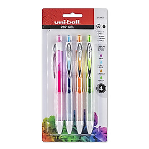 uni-ball 1739928 uni-ball 207 Colors Retractable Gel Pens, Medium Point (0.7mm), Assorted, 4 Count