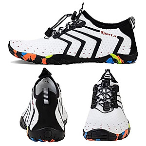 WateLves Water Shoes Mens Womens Beach Swim Shoes Quick-Dry Aqua Socks Pool Shoes for Surf Yoga Water Aerobics (A-White, 44)