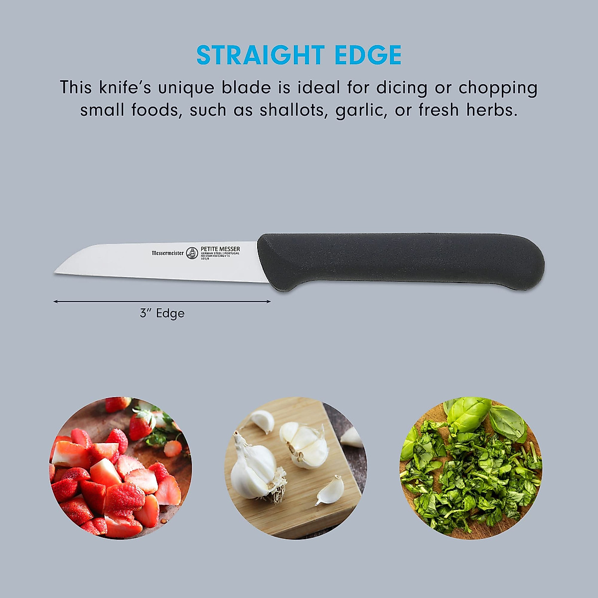 Messermeister Petite Messer 3” Sheep’s Foot Parer with Matching Sheath, Black - German 1.4116 Stainless Steel & Ergonomic Handle - Lightweight, Rust Resistant & Easy to Maintain