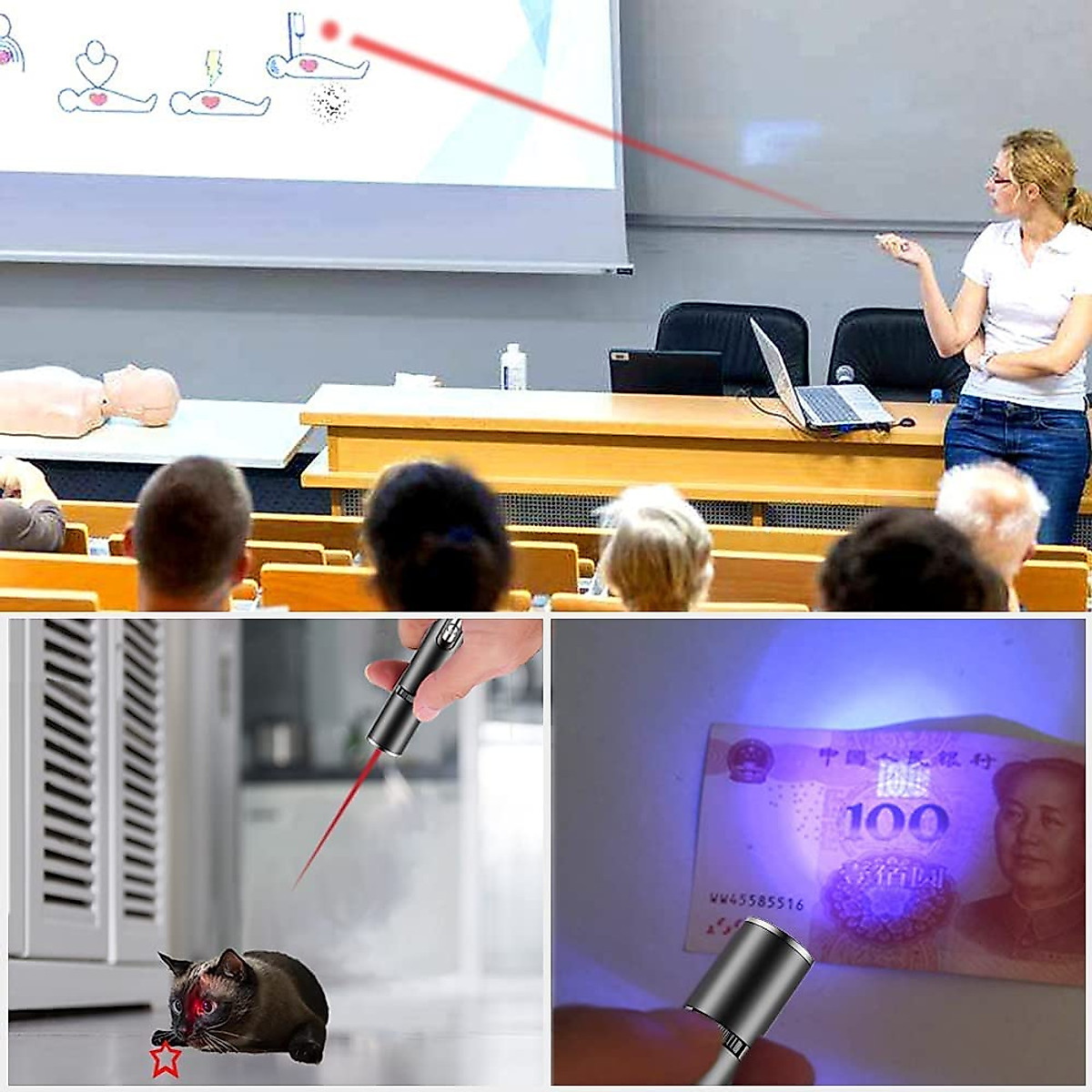 WNZQK Cat Toys Lazer Pointer cat Toys Interactive for Indoor Red Laser Pointer for Dogs Pet Red Light Laser Remote Control Teaching USB Flashlight Rechargeable(1 Pcs Pack, 1 Pcs Pack)