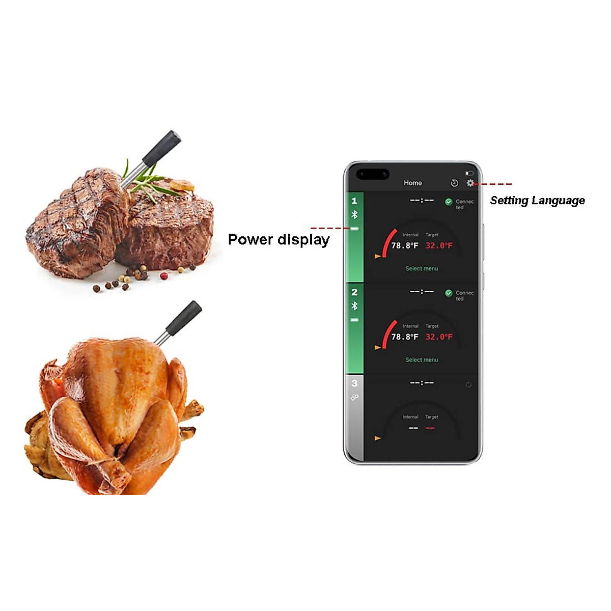 350ft Meat Thermometer Wireless | Smart Digital Bluetooth Food Thermometer for Cooking and Grilling, BBQ, Stove Top, Rotisserie(2 Probes)