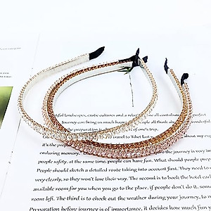 Cinaci 6 Pack Decorative Sparkly Glitter Crystal Rhinestone Headbands Bling Beaded Hair Bands Accessories for Women Girls