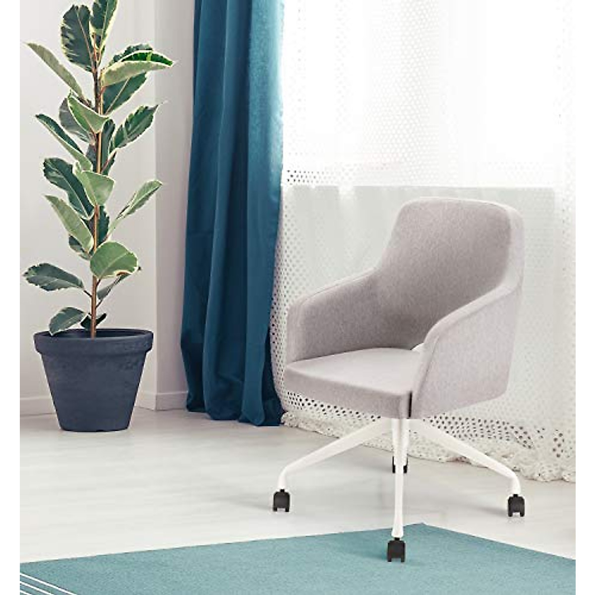 Novigo Upholstered Home Office Kid's Desk Chair Task Chair Leisure Chair for Bedroom Studying Room Vanity Room Grey