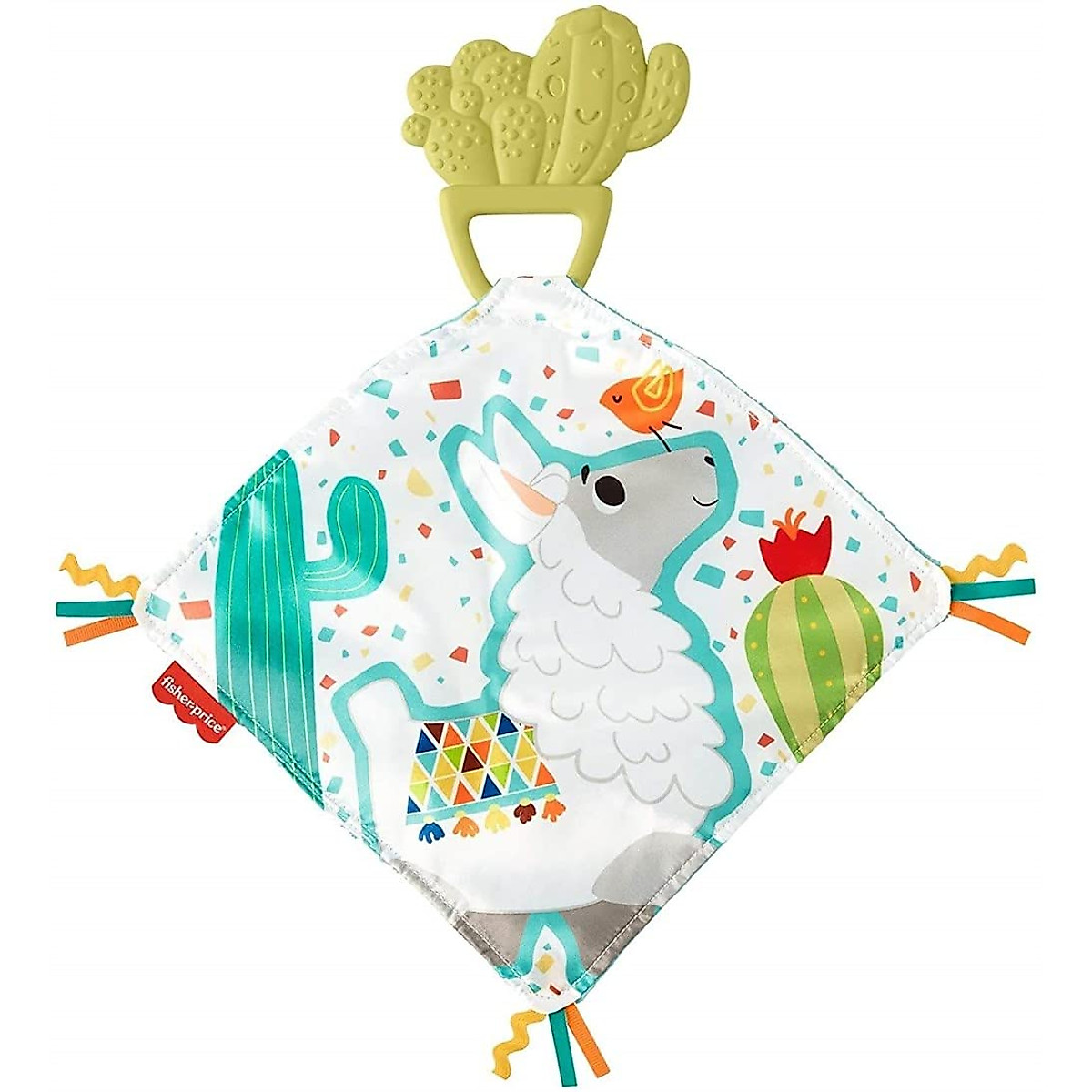 Fisher-Price Teethe and Cuddle Cactus, textured natural rubber infant teething toy with soft blanket for baby ages 3 months and older