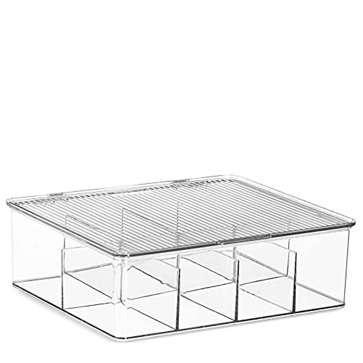 2 Pack Large Stackable Plastic Tea Bag Organizer - Storage Bin Box for Kitchen Cabinets, Countertops, Pantry - Holds Beverage Bags, Cups, Pods, Packets, Condiment Accessories Holder