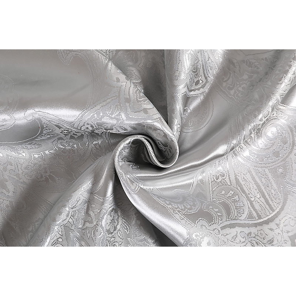 Dencalleus Bedding Satin Jacquard Comforters Covers Sets (NO Comforter) 3 Piece Floral Silk Like Luxury Duvet Cover Set Ultra Soft King Size Zipper Closure and 2 Pillow Shams Silver Grey