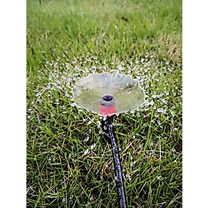 ZILIM 100PCS Drip Emitters Fan Shape with Stake Water Flow, 360 Degree Sprayer Perfect for Irrigation System, Adjustable for 1/4inch(7 x 4mm) Irrigation Tube Watering Kits for Garden Patio Lawn