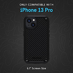 Pelican Shield Kevlar Series - iPhone 13 Pro Case 6.1" [Wireless Charging Compatible] Protective Phone Case for iPhone 13 Pro with Belt Clip Holster Kickstand [21FT MIL-Grade Drop Protection] - Black