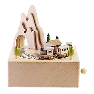 Raincol Musical Box Featuring Mountain Tunnel with Small Moving Magnetic Train | Plays "Spirited away