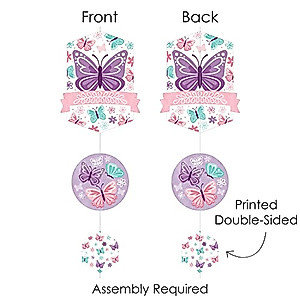 Big Dot of Happiness Beautiful Butterfly - Floral Baby Shower or Birthday DIY Dangler Backdrop - Hanging Vertical Decorations - 30 Pieces