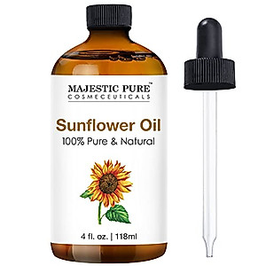 MAJESTIC PURE Sunflower Essential Oil | 100% Pure and Natural Sunflower Oil | Premium Grade Essential Oils for Hair Care, Home Diffusers, Skin, Aromatherapy, Massage and Humidifiers | 4 Fl Oz