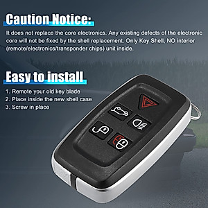 X AUTOHAUX Car Replacement Key Fob Shell Case Black for Land for Rover 2010 2011 2012 2013 2014 2015