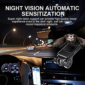 PASASABLE USB Dash Camera Car DVR Night Vision HD 1080P, 140° Wide Angle Road Video Recorder Support ADAS, Loop Recording