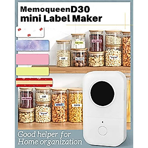 Memoqueen D30 Label Maker Machine with Tape - Bluetooth thermal Portable Mini Label Printer Labeler Sticker Maker Compatible with Phomemo D30 iOS&Android for home office organization,White
