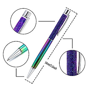 PASISIBICK Ballpoint Pens,Bling Dynamic Crystal Liquid Ballpens Black Ink for Office Supplies(12 Pcs)