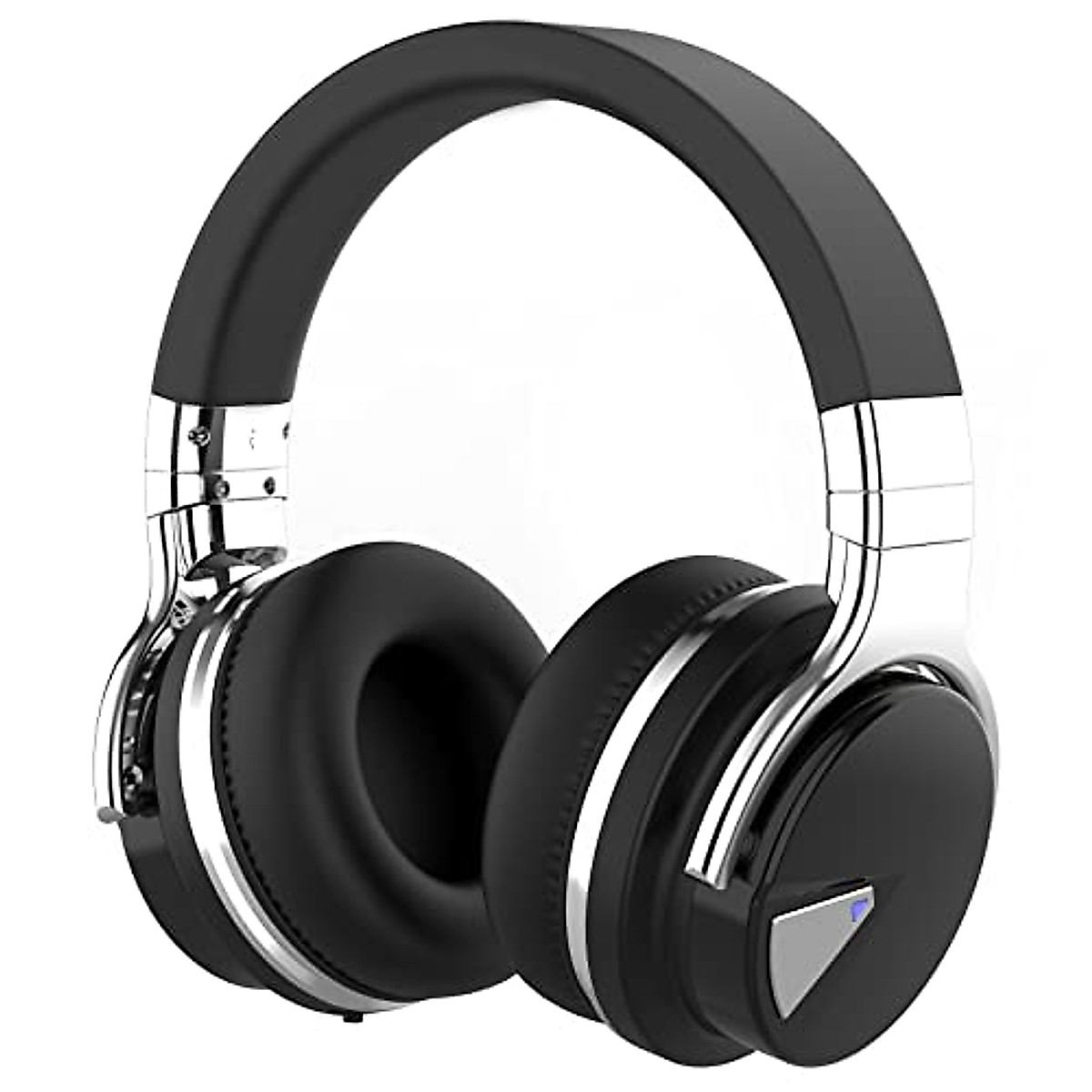 Commalta E7 Active Noise Cancelling Headphones, Over-Ear Bluetooth Headphones, Wireless with Built-in Mic Headphones, Deep Bass, Comfort Fit, 30 Hours Playtime, for Travel, Home Office, Jet Black