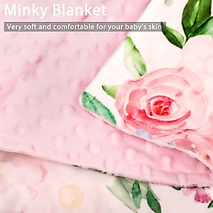 Baby Blankets for Girls Super Soft Minky Toddler Blanket 30x40 Inches, Double Layer, Dotted Backing, Floral Baby Crib Blanket for Nursery, Baby Car Seat, Pet, Pink Flower