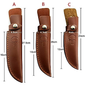 Aibote Fixed Blade Knife Sheath With Belt Loop Hunting Holster Carrying Knives Leather Holder Sheaths Case Scabbard Pouch Bag Pocket EDC Camping Outdoor Tool(C-Small)