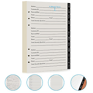 Password Book Refill Pages 236 Replacement Pages Internet Log Book, 8.2x5.6in, Large Print 648 Entries Durable Divider with Alphabetical Tabs, For Men Women Seniors Home Office Use